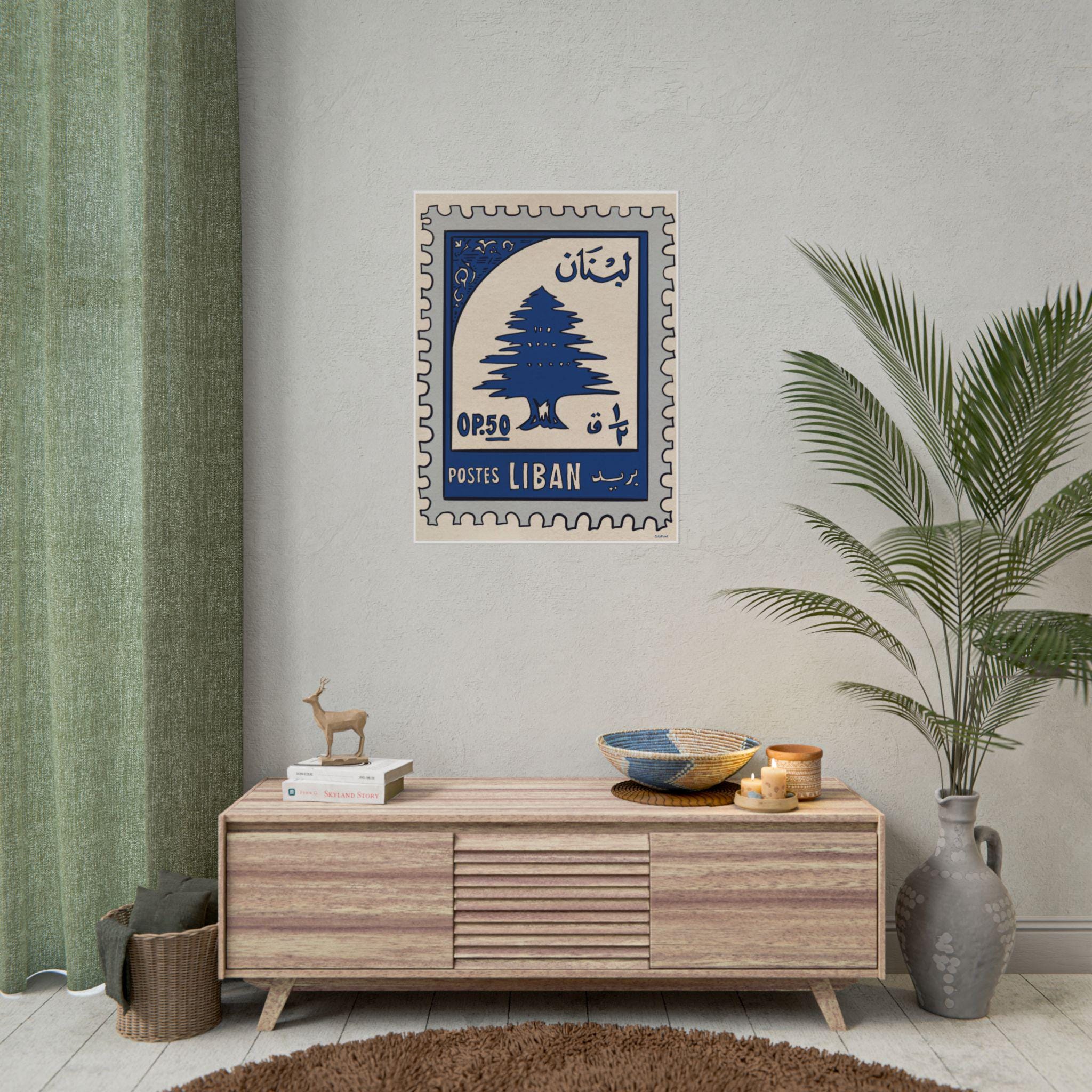 Blue Lebanese Post Stamp Wall Art, Liban Post Stamp Blue, Lebanese ...