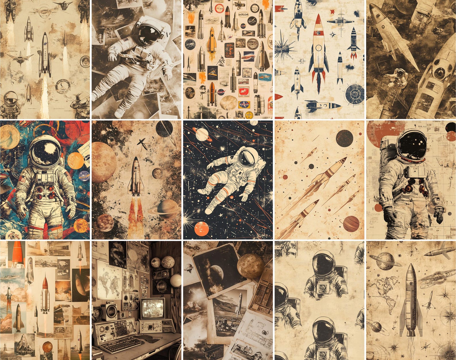 23 Vintage Space Exploration Scrapbooking Papers – Digital Download - Etsy