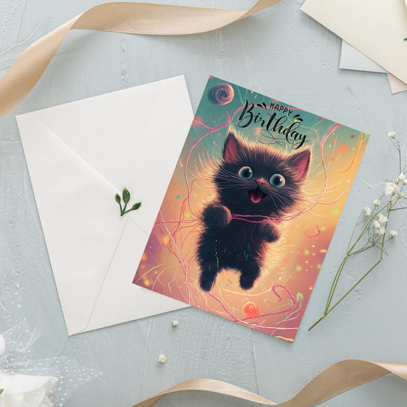 24 Watercolor Cute Cat & Yarn Papers | High-quality Scrapbooking ...
