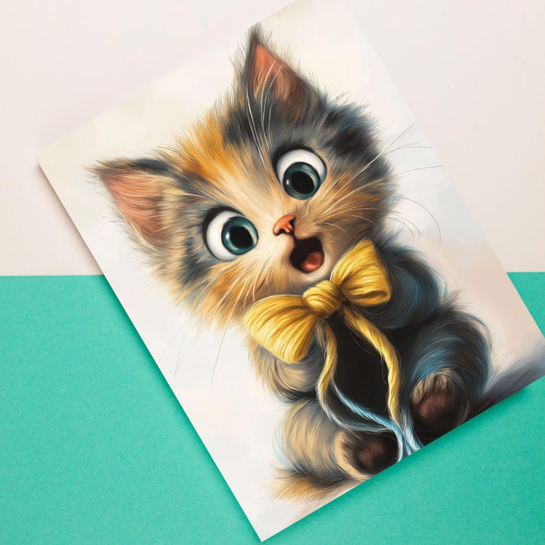 24 Watercolor Cute Cat & Yarn Papers | High-quality Scrapbooking ...