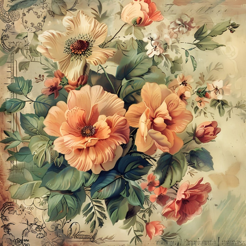 10 Printable Instant Download | Vintage Victorian Floral Paper, Journal ...