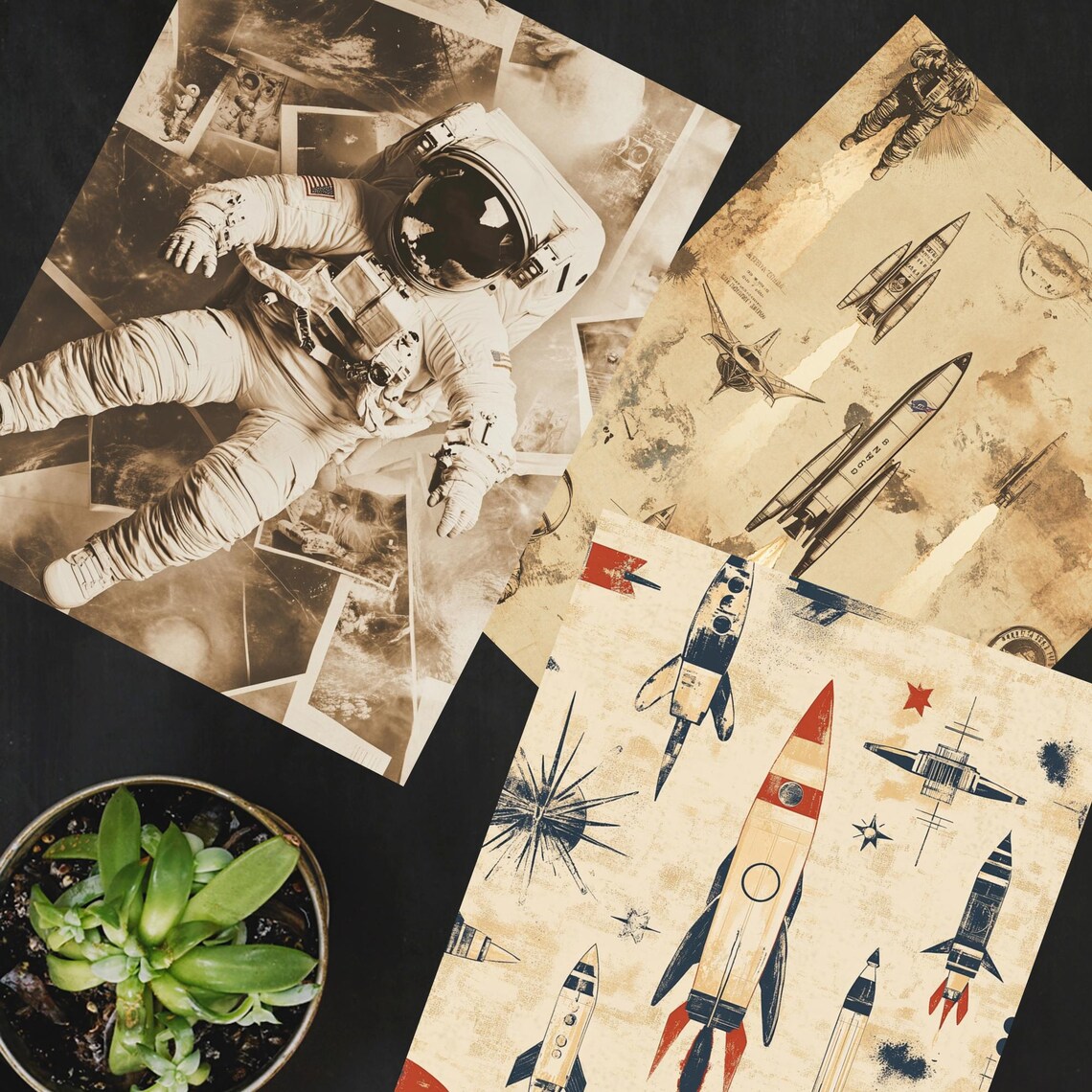 23 Vintage Space Exploration Scrapbooking Papers – Digital Download - Etsy