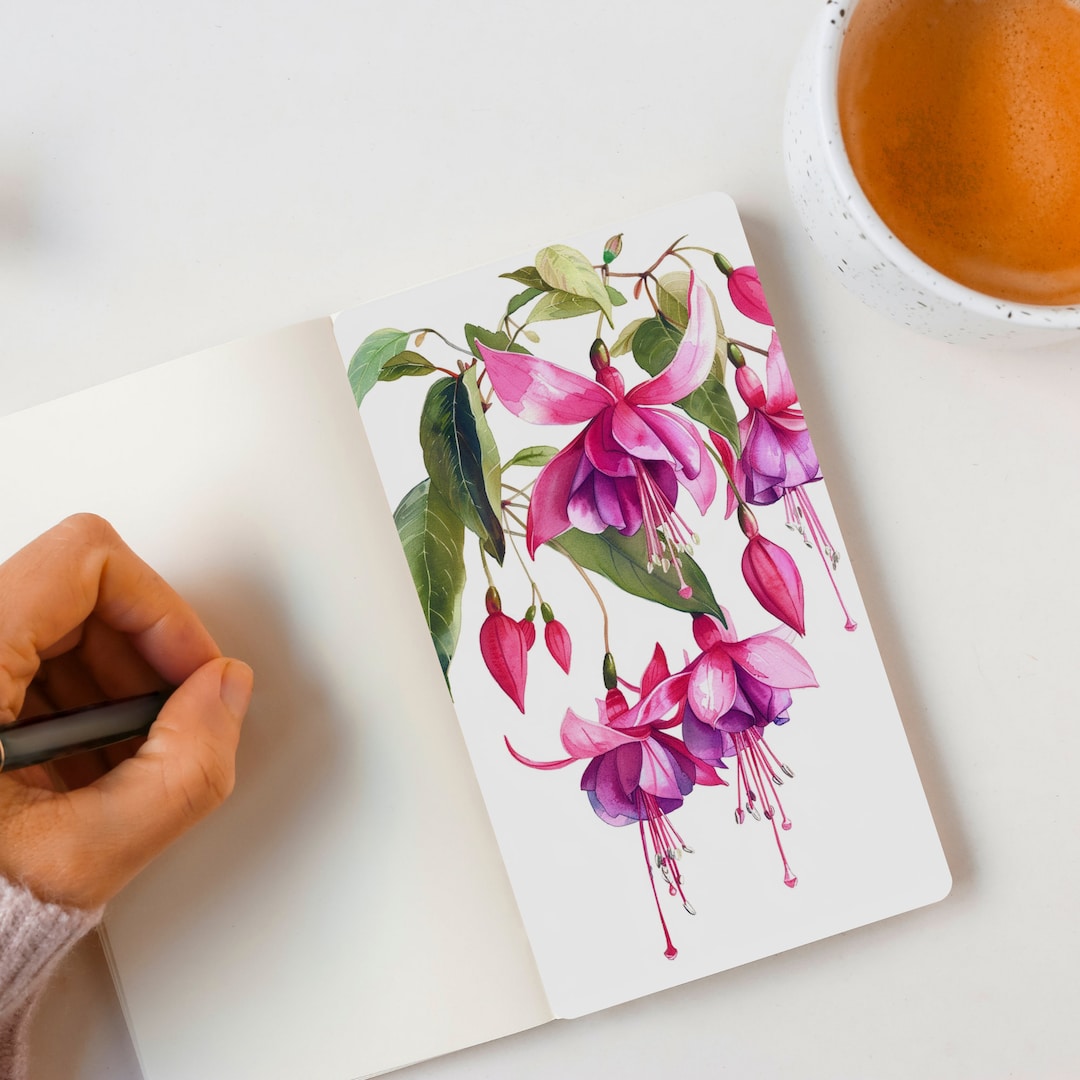 16 Fuchsia Clipart | Fuchsia Flowers Watercolor | PNG Instant Download ...