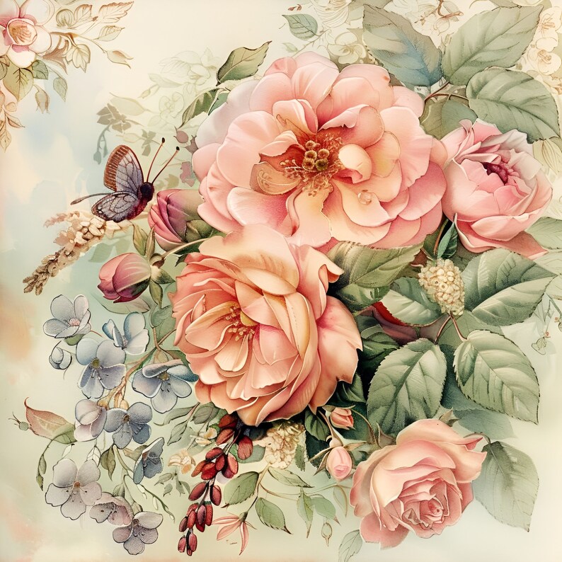 10 Printable Instant Download | Vintage Victorian Floral Paper, Journal ...