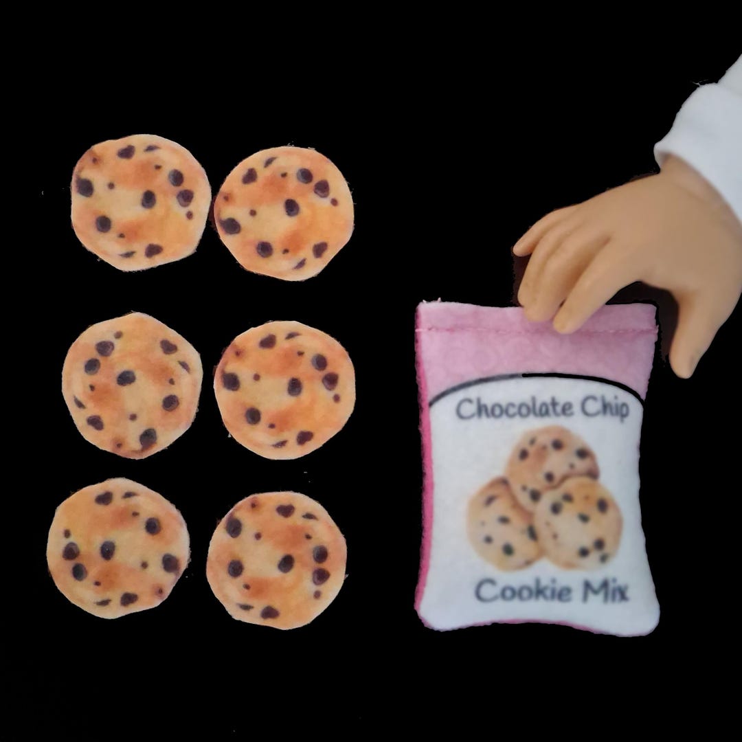 18 Inch Doll Felt Chocolate Chip Cookie Baking Set Sized for 18" Dolls ...