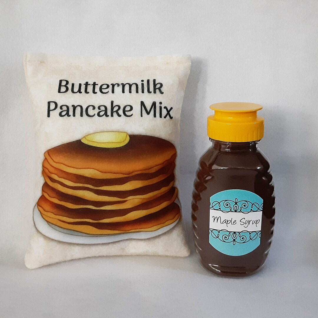 Felt Food Pancake Mix Bag & Syrup - Pretend Play Food Set - Etsy