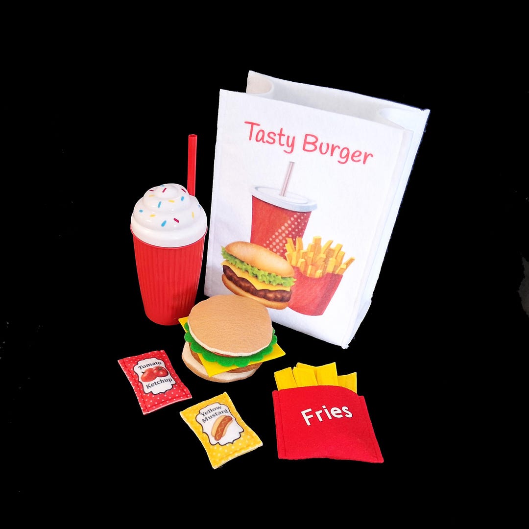Felt Fast Food Play Set: Pretend Play Hamburger, Fries & Soda - Etsy