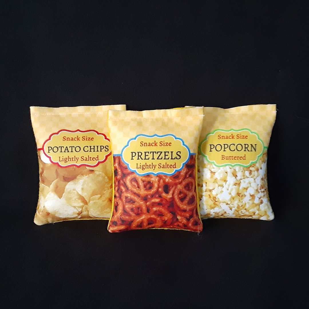 Felt Food Potato Chip Bag, Pretzel, Popcorn Bag for Pretend Food Play ...