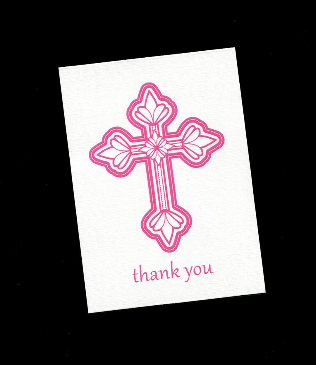 Pink Cross Thank You Cards - First Communion, Baptism, Christening - Etsy