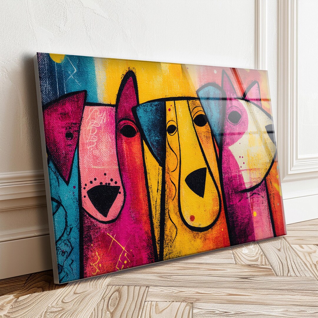 Pop Art Dogs Tempered Glass Wall Arts: Modern Home Decor, Gift Idea ...