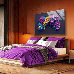 Gaming Zone, Gamer, Teenages, Kids, Room, Tempered Glass Wall Arts ...