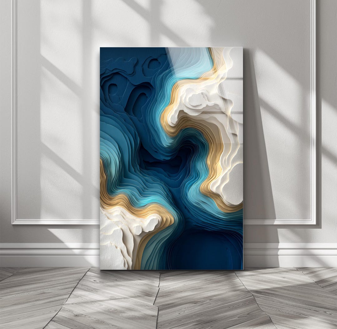 Modern Abstract Tempered Glass Wall Art: Contemporary Living Room Wall ...