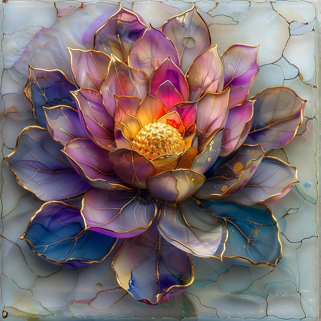 Lotus Tile, Abstract , Lotus Flower, Spiritual, Tempered Glass Wall ...