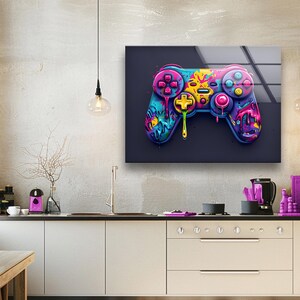 Gaming Zone, Gamer, Teenages, Kids, Room, Tempered Glass Wall Arts ...