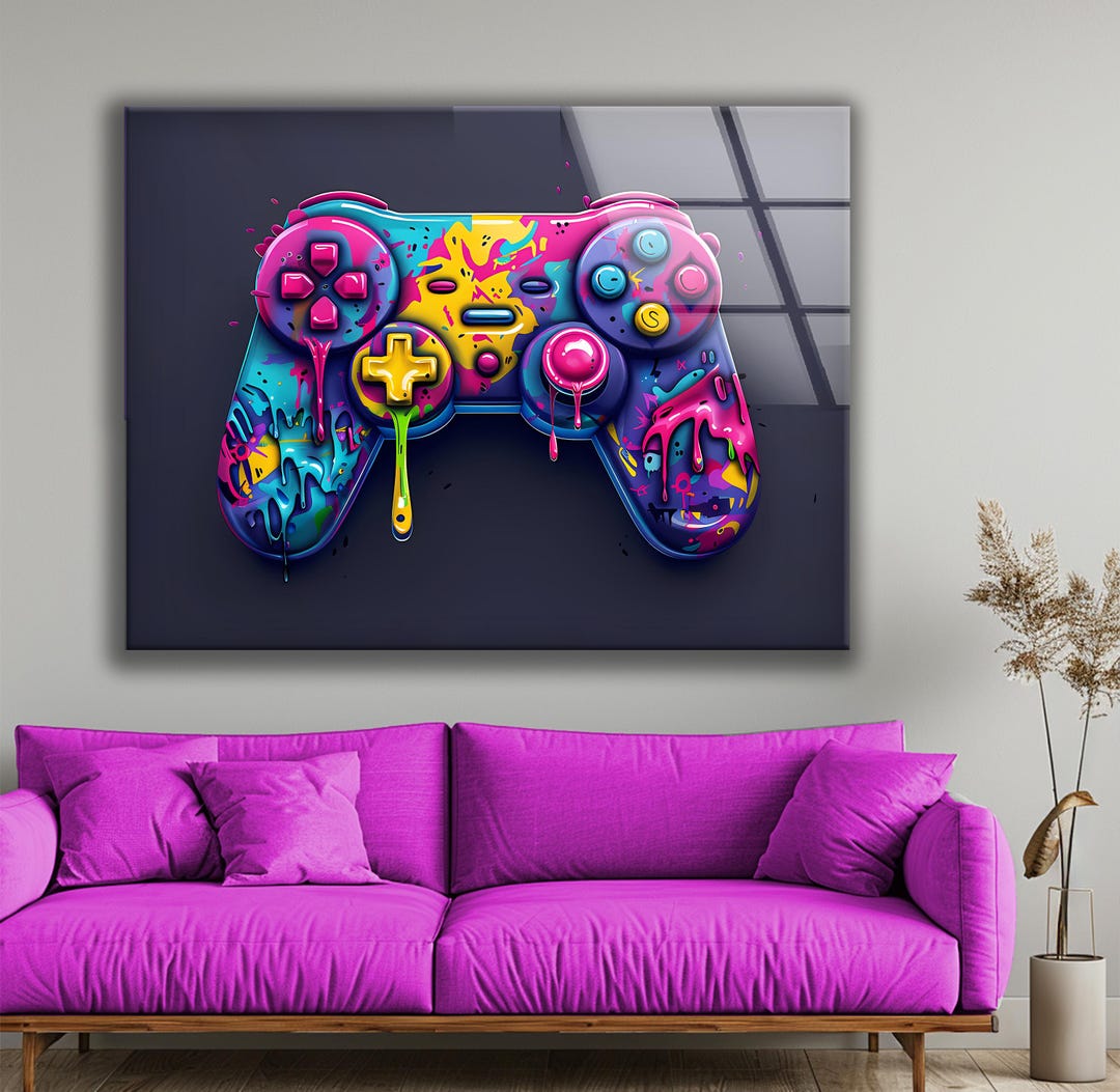 Gaming Zone, Gamer, Teenages, Kids, Room, Tempered Glass Wall Arts ...
