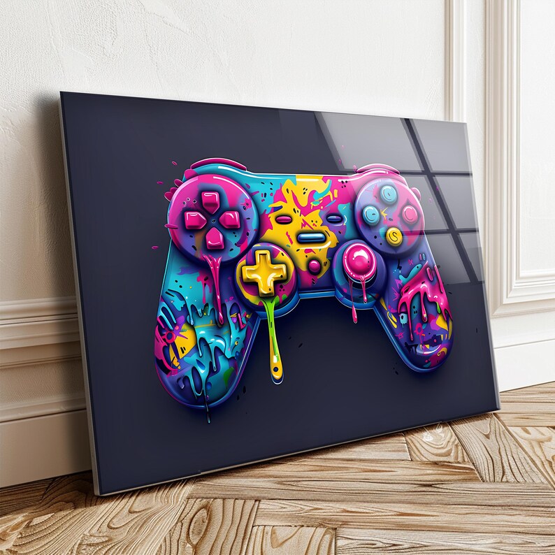 Gaming Zone, Gamer, Teenages, Kids, Room, Tempered Glass Wall Arts ...