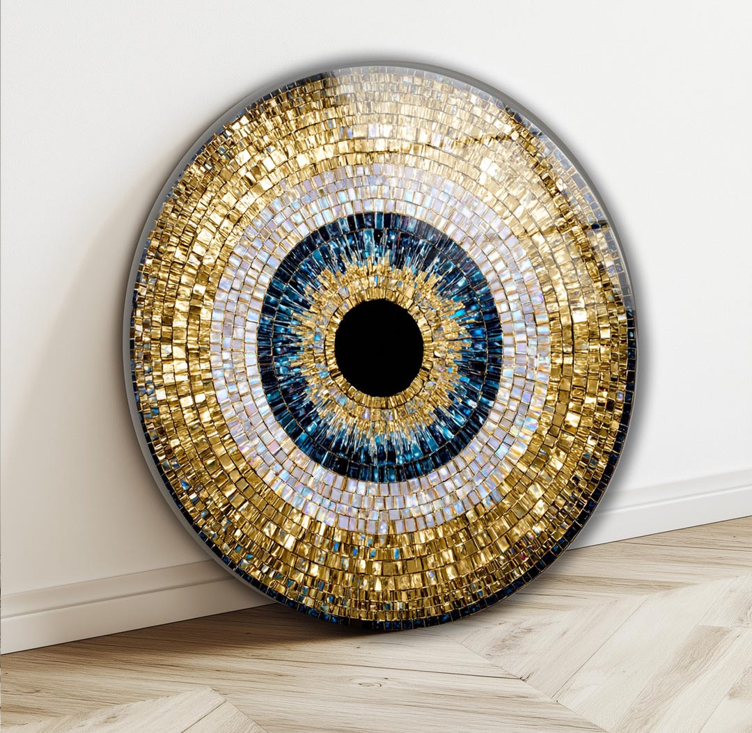 Gold Evil Eye Glass Wall Art: Nazar Home Decor, Available for Coffee ...
