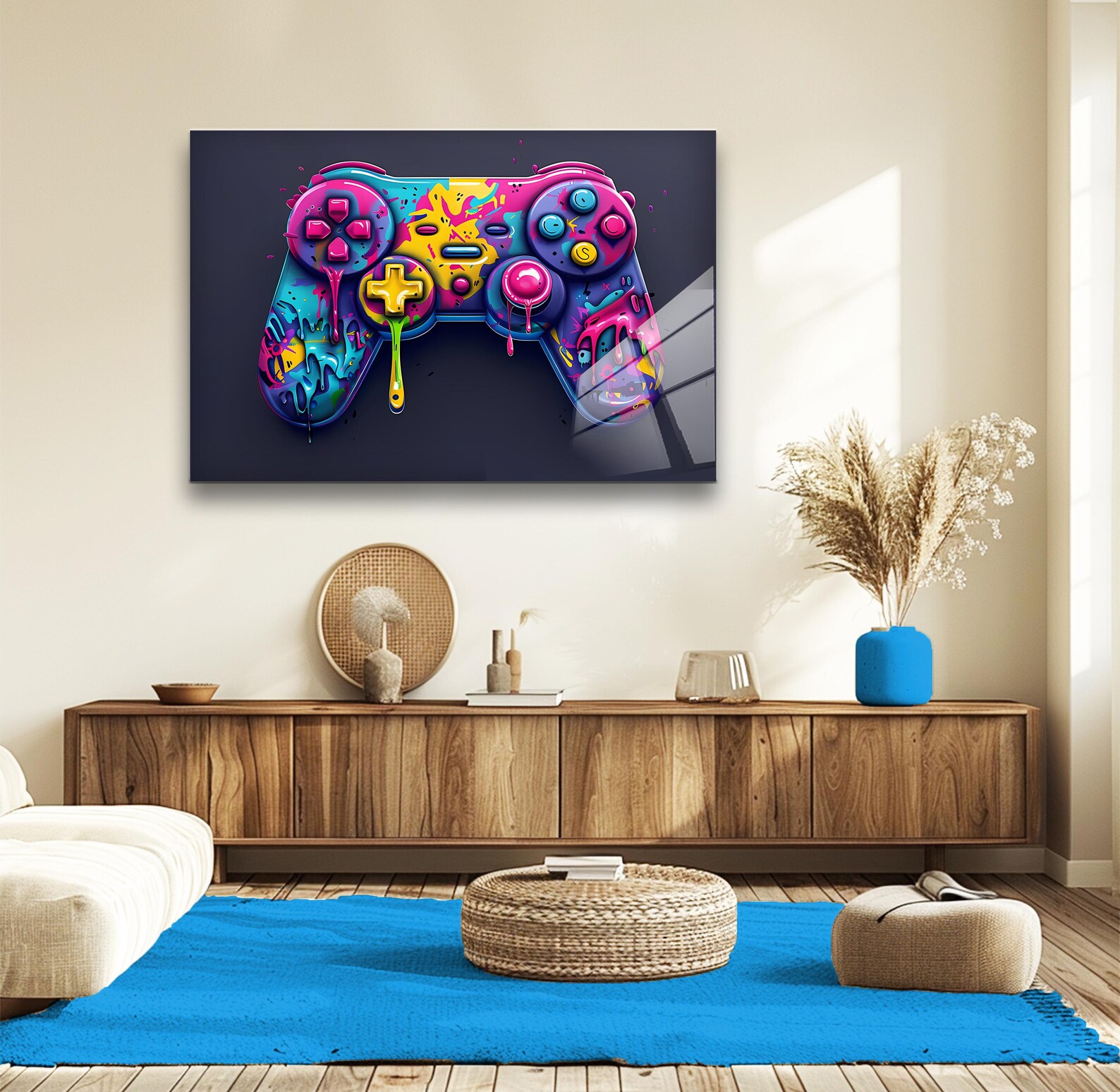 Gaming Zone, Gamer, Teenages, Kids, Room, Tempered Glass Wall Arts ...