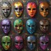 Colorful Masks on the Wall, Faces, Tempered Glass Wall Decor, Wall Art ...