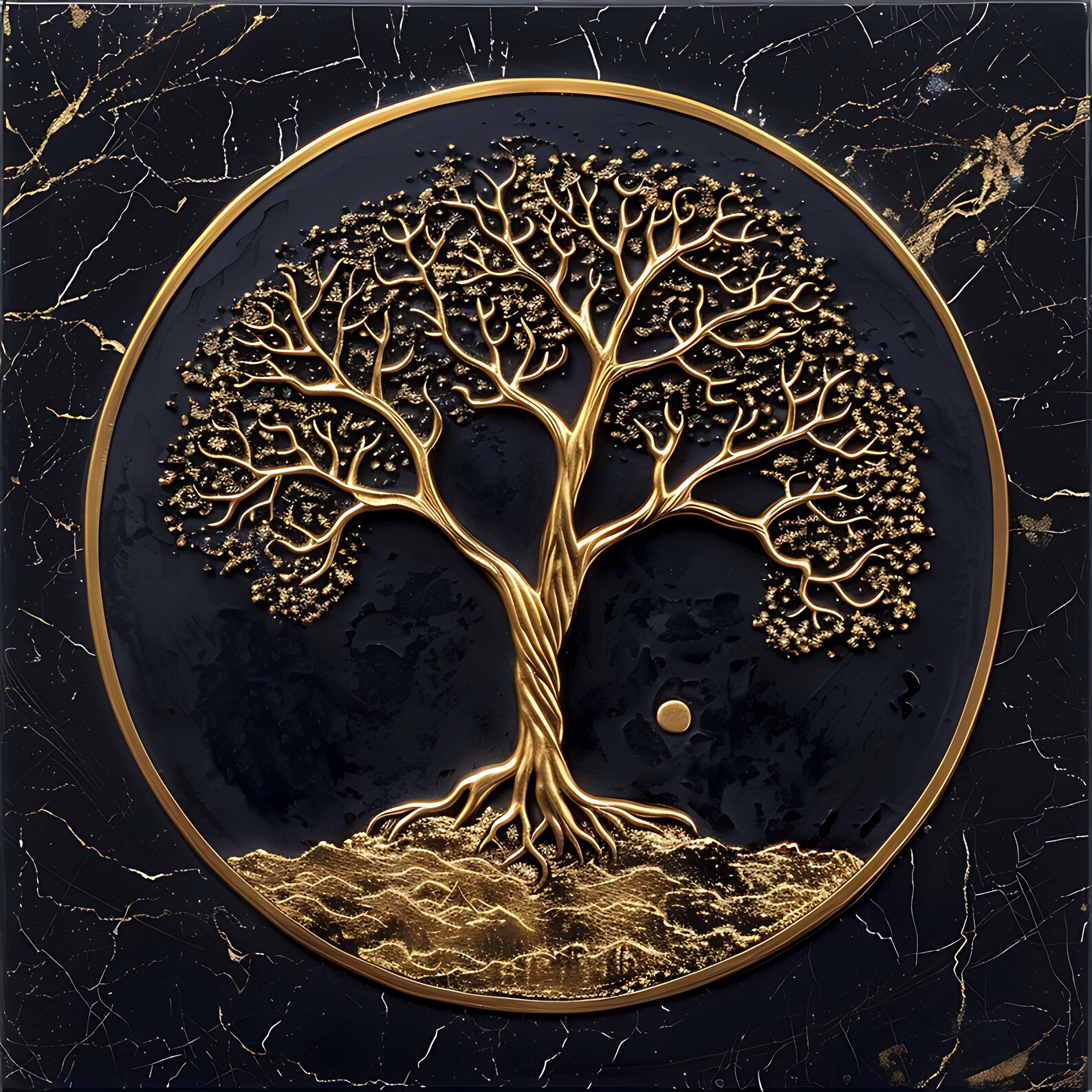 Tree of Life, Golden, Black, Tempered Glass Wall Decor, Wall Art, - Etsy
