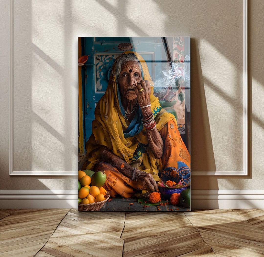 Old Lady Tempered Glass Wall Art –wall Decor - Wall Hanging-home Decor ...