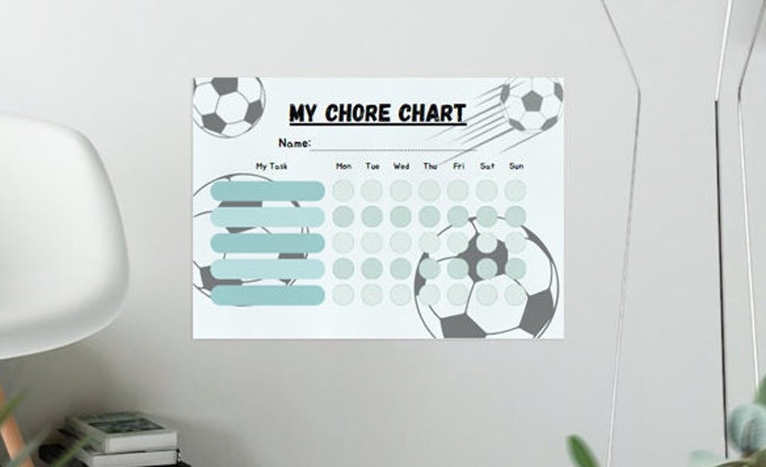 Children's Chore Chart Football Theme - Printable - Etsy