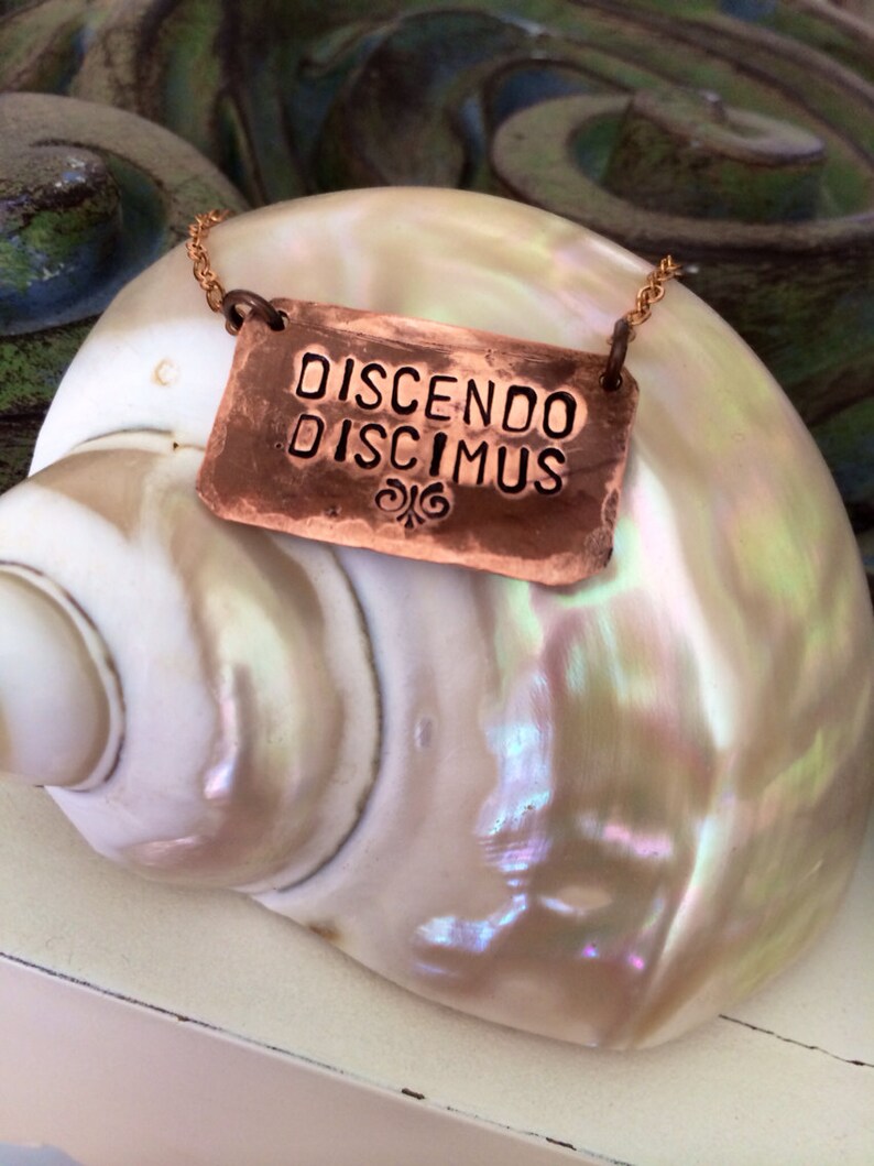 Discendo Discimus While Teaching We Learn Necklace Copper Hand | Etsy