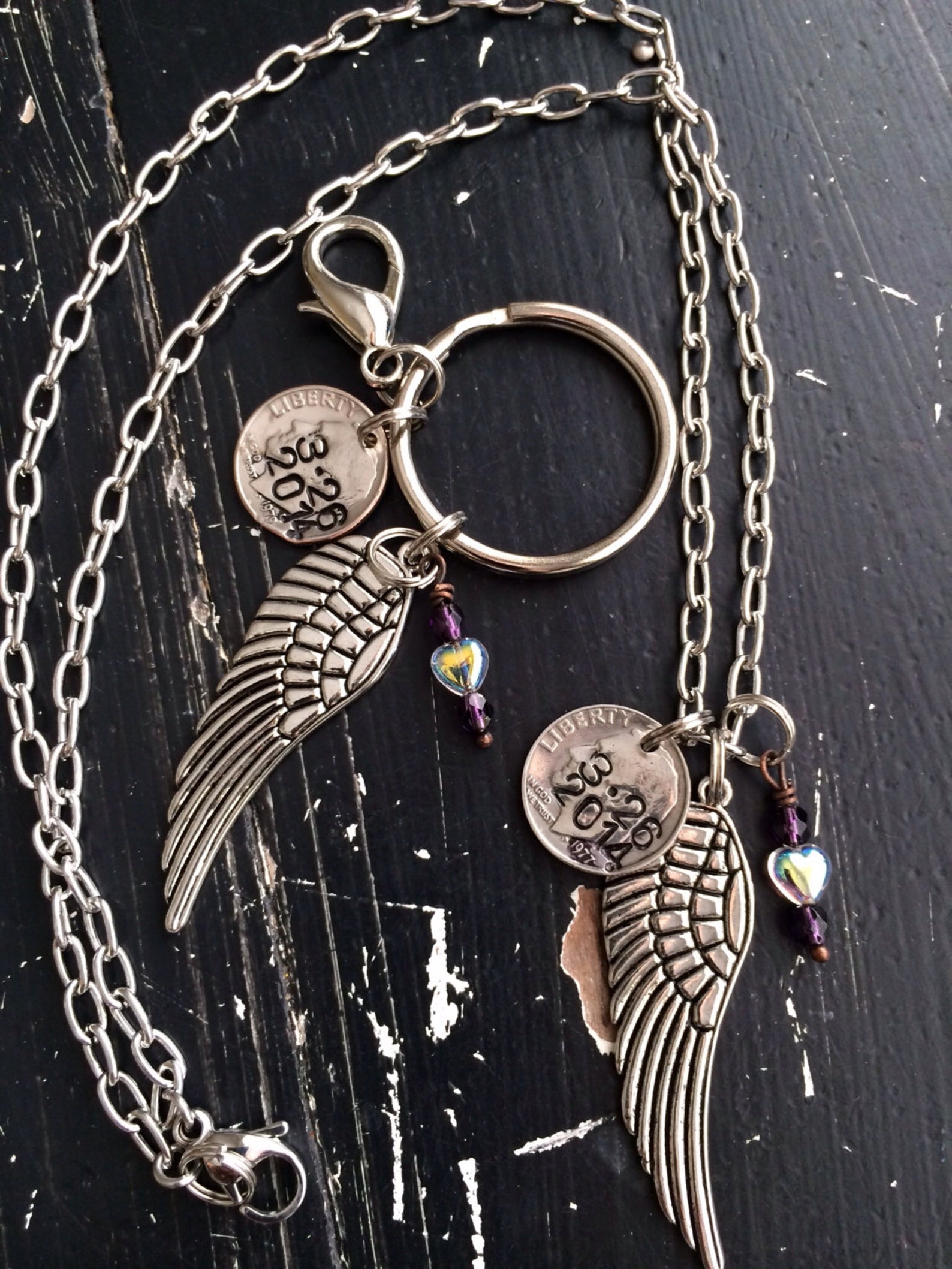Personalized Memorial Coin Necklace or Key Chain Guardian - Etsy
