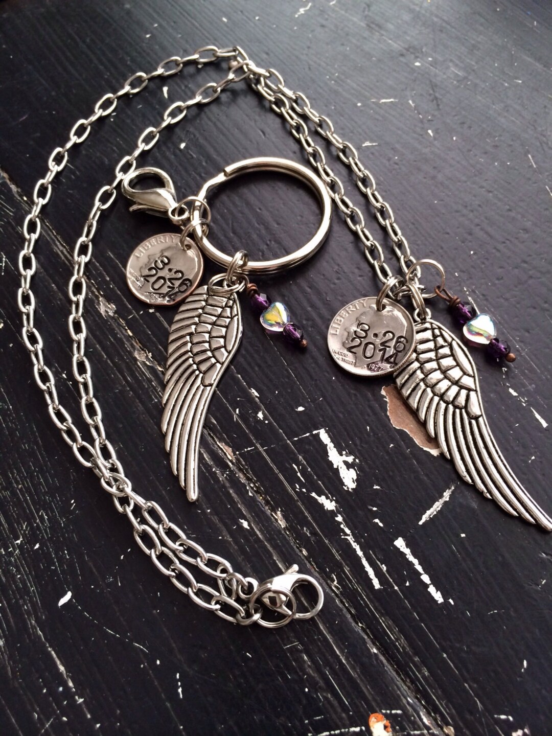 Personalized Memorial Coin Necklace or Key Chain ~ Guardian Angel ...