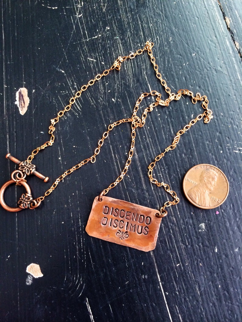 Discendo Discimus While Teaching We Learn Necklace Copper Hand - Etsy