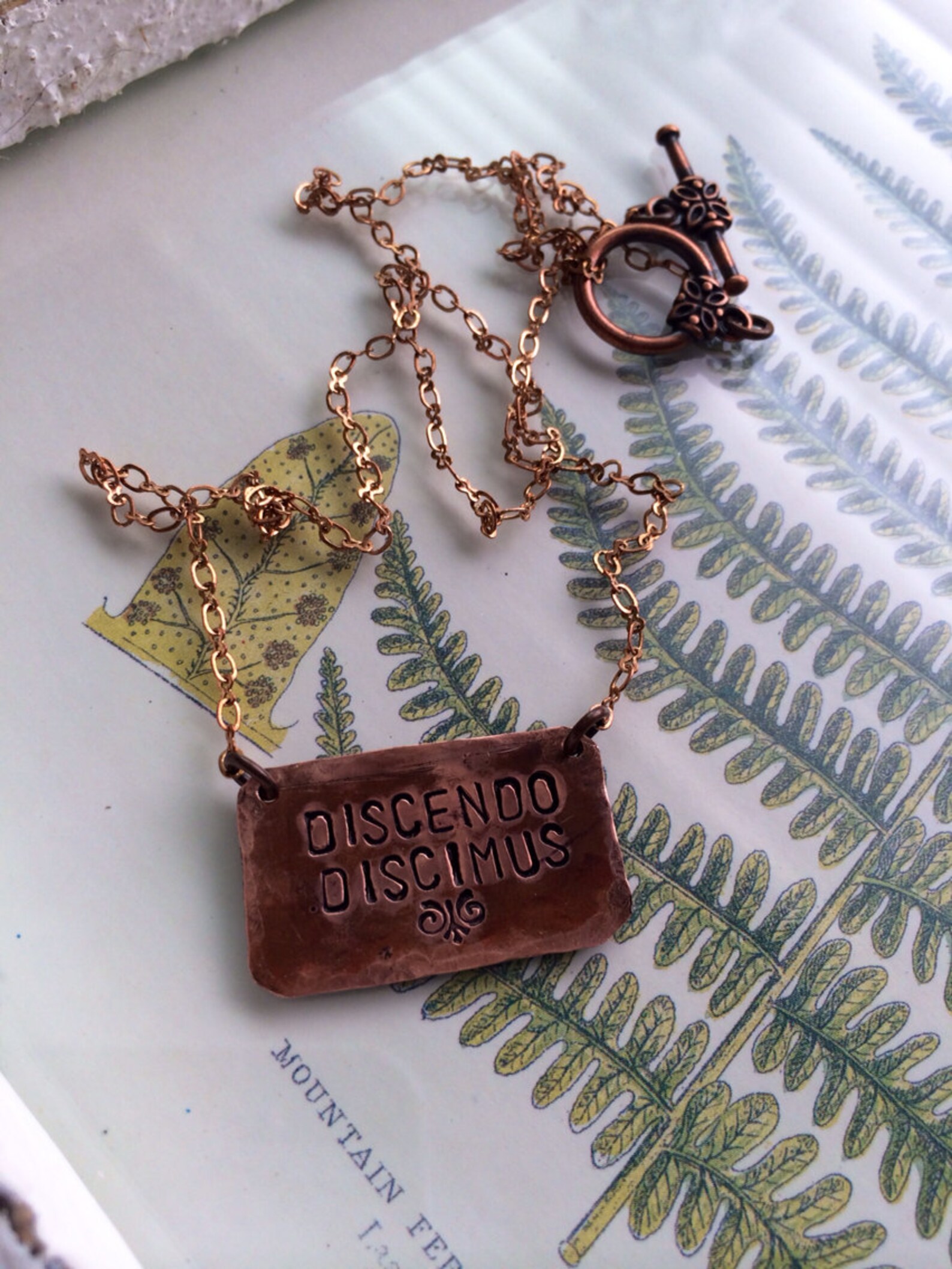 Discendo Discimus While Teaching We Learn Necklace Copper Hand | Etsy