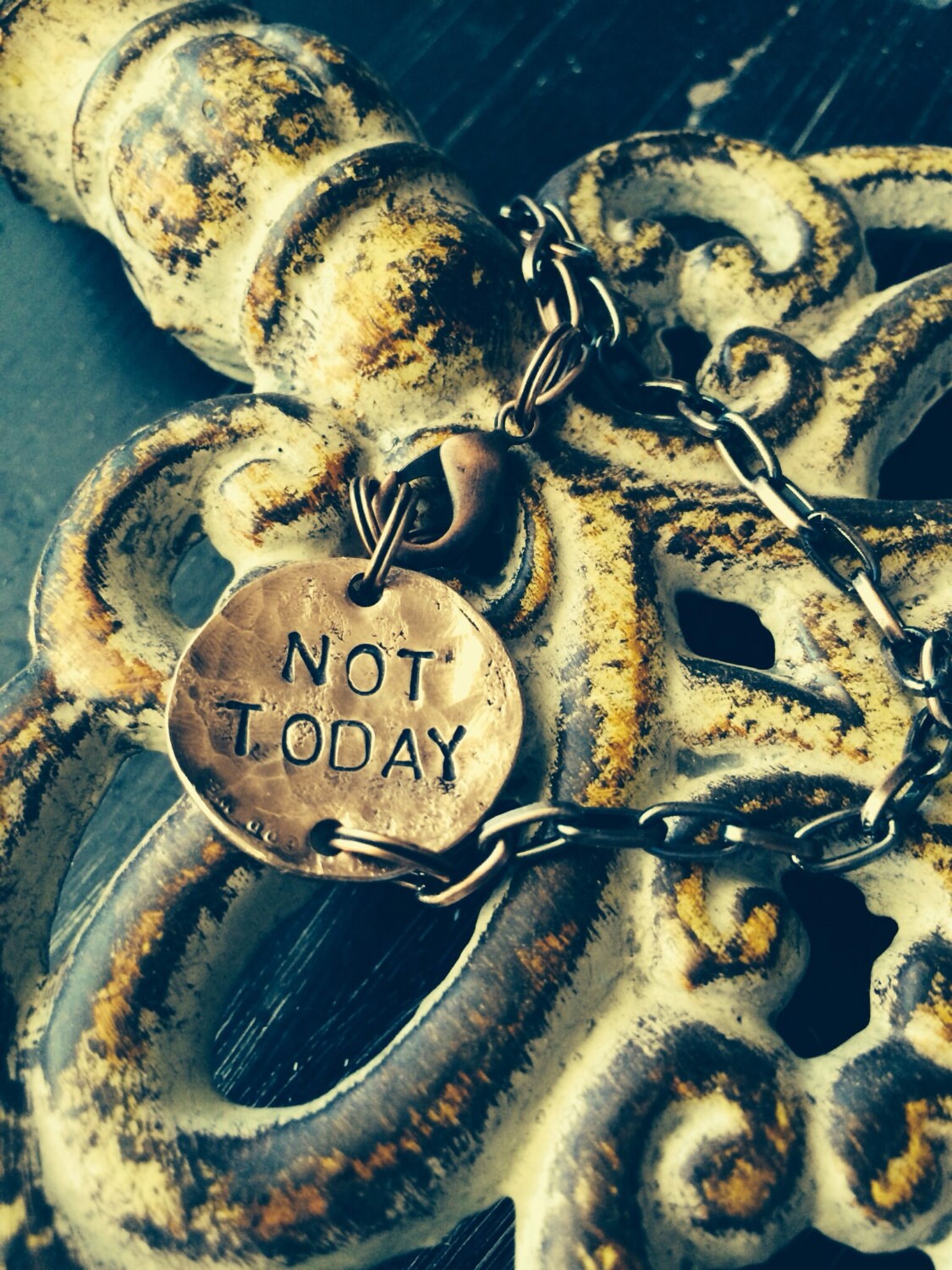 Not today Hand Hammered copper penny rustic Thrones style | Etsy