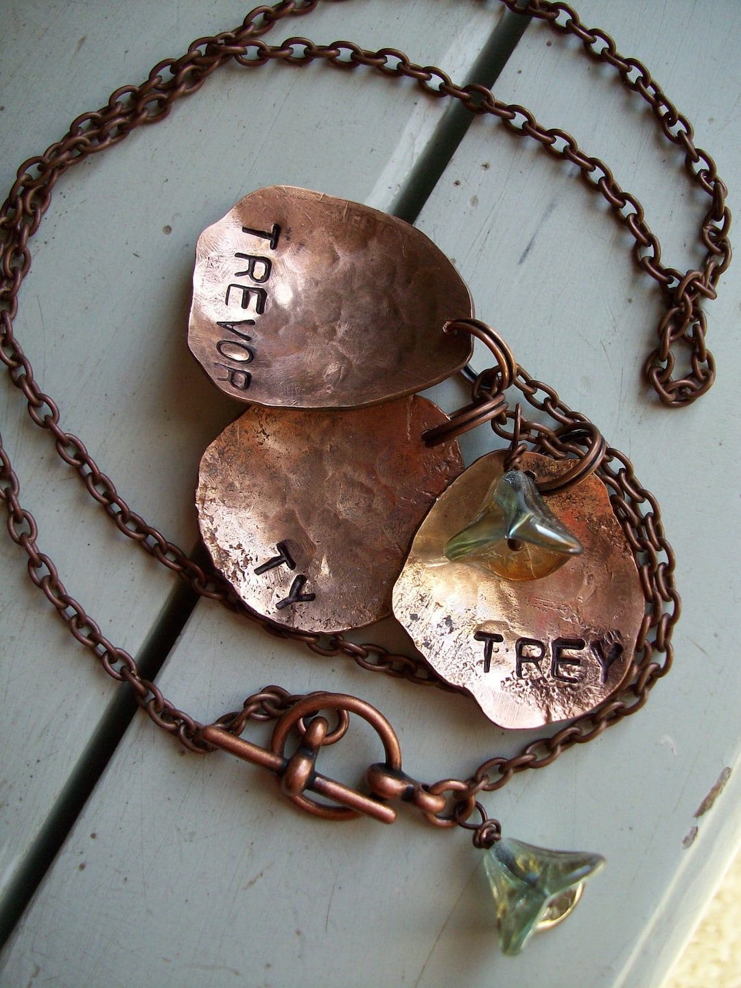 Mothers Copper Necklace Hand Stamped Personalized "organically Grown ...