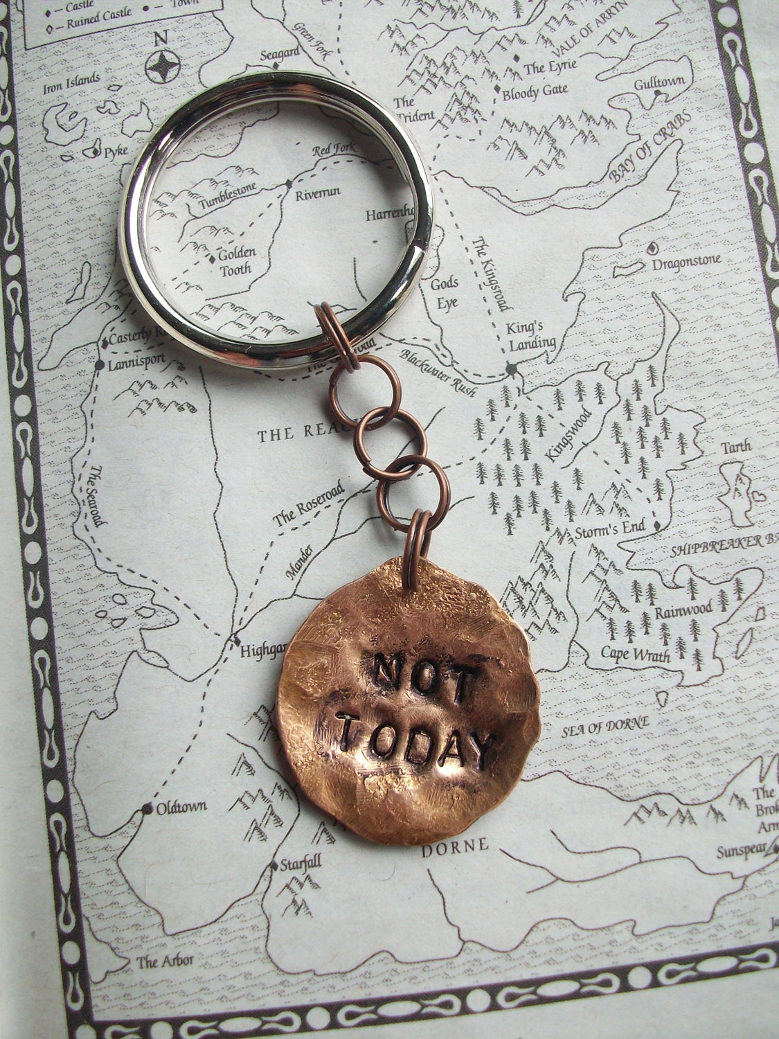 Not Today ~ Keychain Hand Hammered Copper Penny ~ Old World Thrones ...