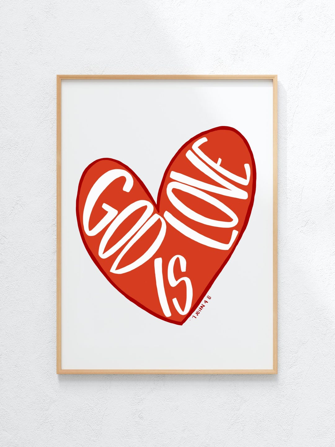 God is Love Printable Art Inspirational Christian Verse Wall Decor Hand ...
