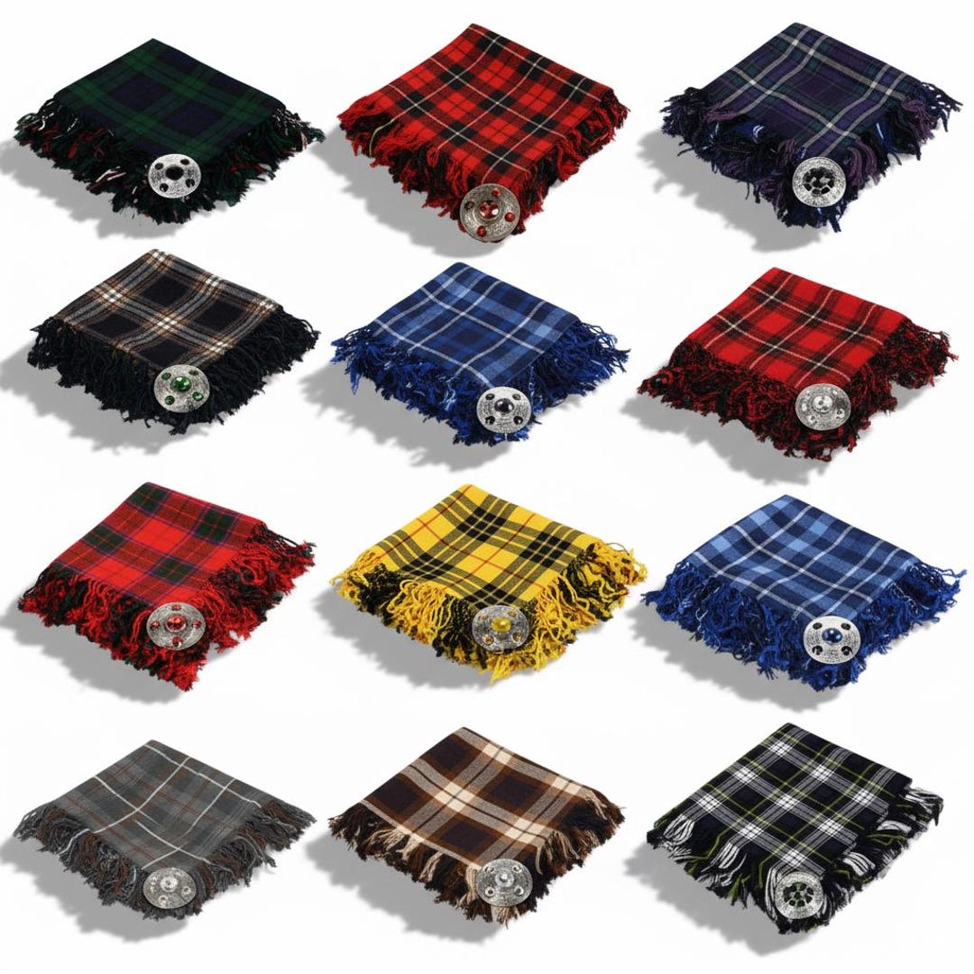 Vintage Scottish Highland Flyplaid With Matching Brooch Scottish Tartan ...
