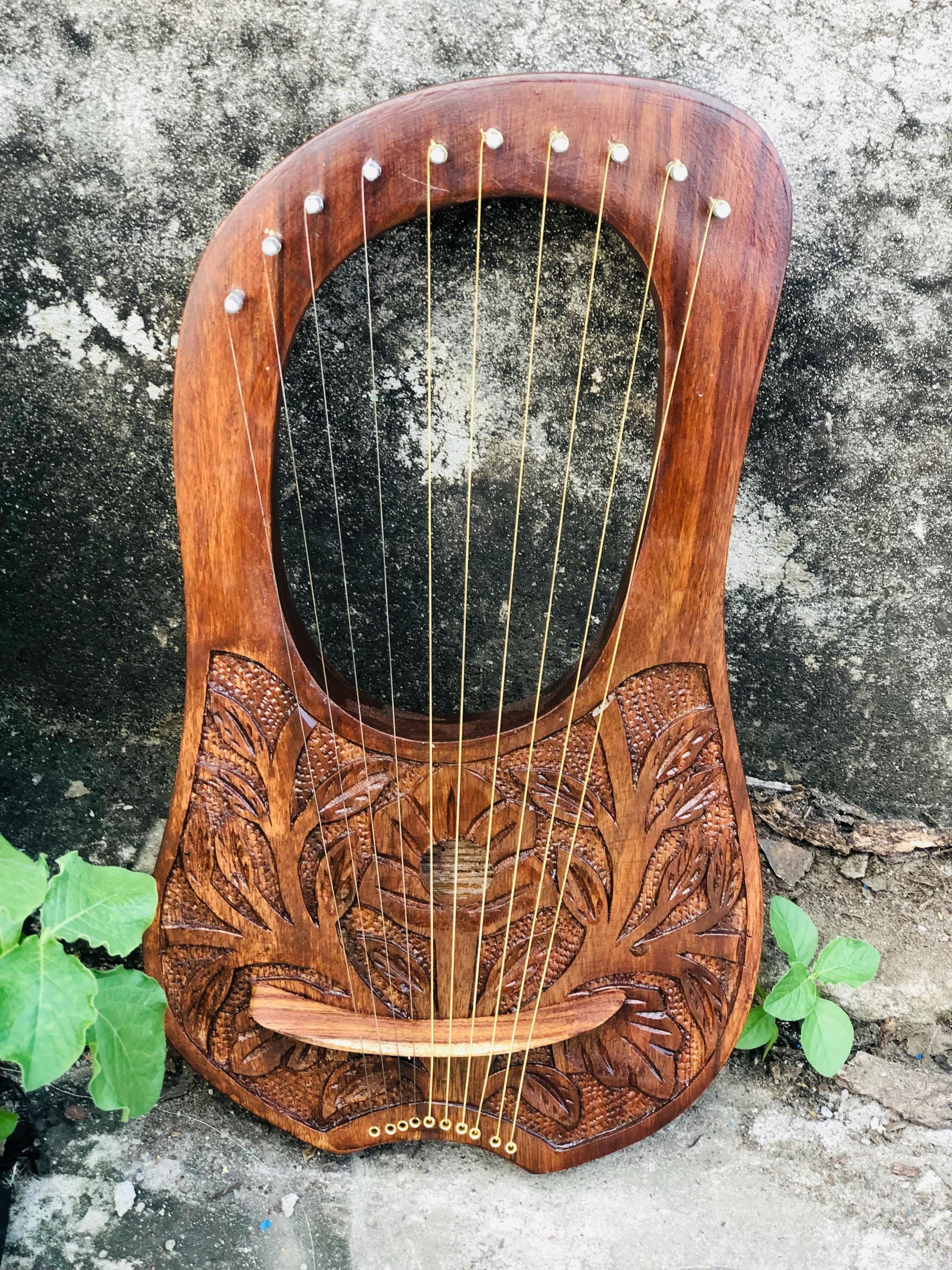 Rosewood New Flower Design Lyre Premium Quality Handmade 10 Metal ...