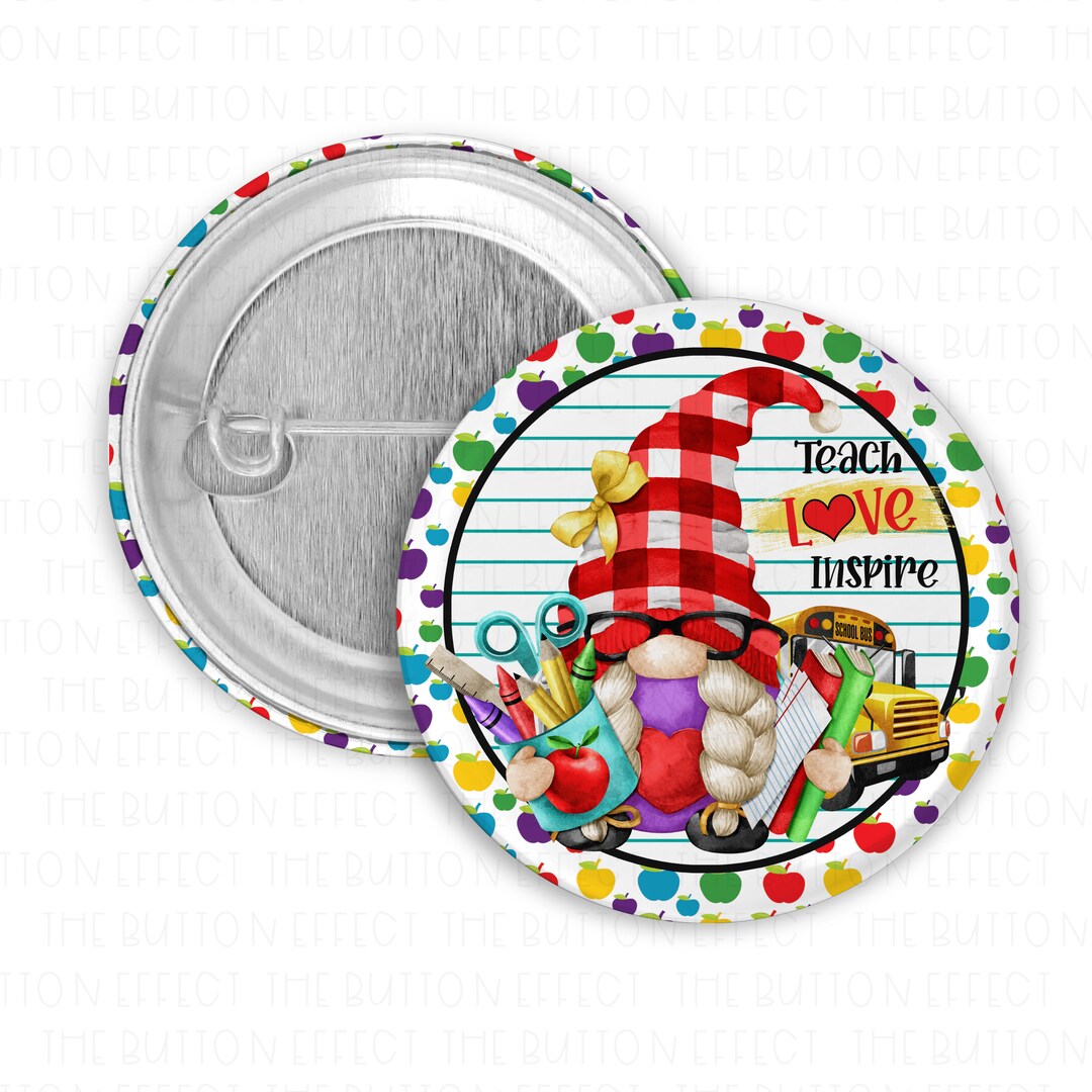 Teach Love Inspire Pinback Button, Teacher Buttons, Lanyard Buttons - Etsy