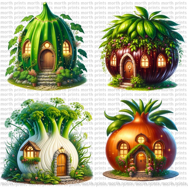 Watercolor Vegetable House Clipart PNG, Fantasy Fairy Homes ...