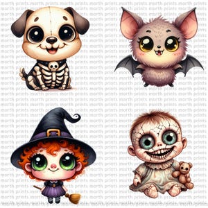 Cute Halloween Clipart PNG, Ghosts, Pumpkins & Witches, 36 PNG File ...