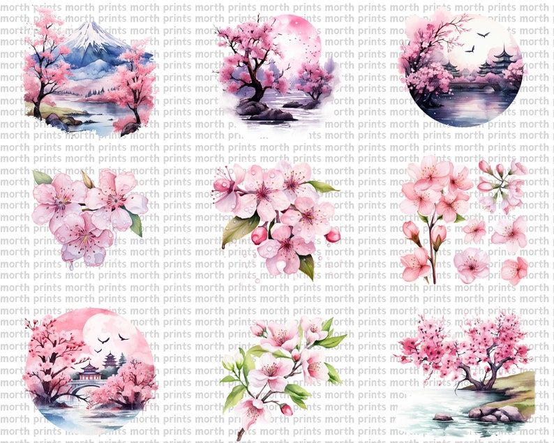 Watercolor Sakura Clipart PNG, Cherry Blossom Branches, Spring Flowers ...
