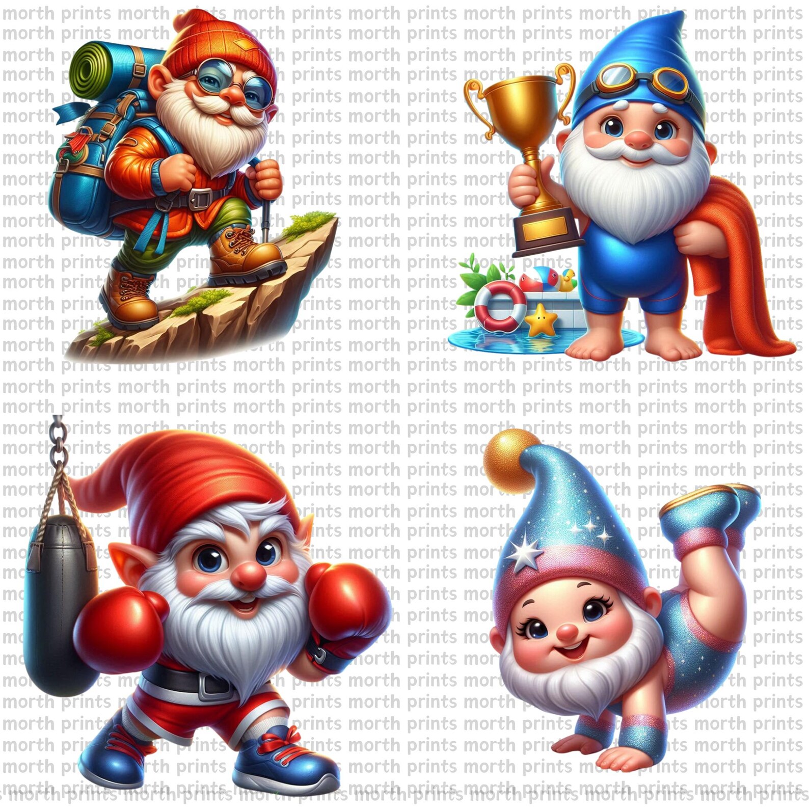 Athlete Gnome Clipart PNG, Workout & Sports Gnomes With Dumbbells, Cute ...