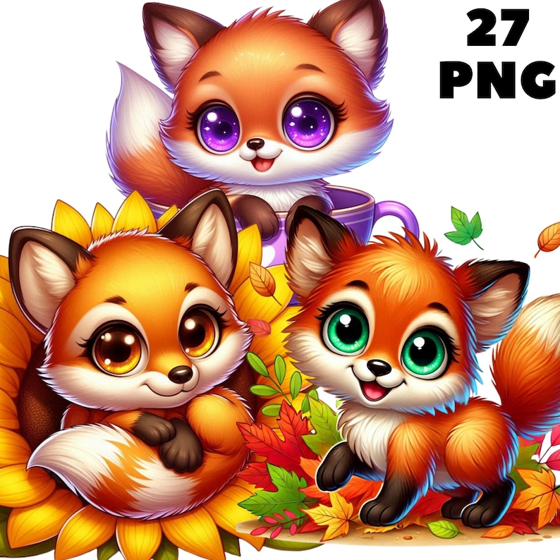 Cute Baby Fox Clipart, Watercolor Woodland Fox PNG, Nursery Baby Shower ...
