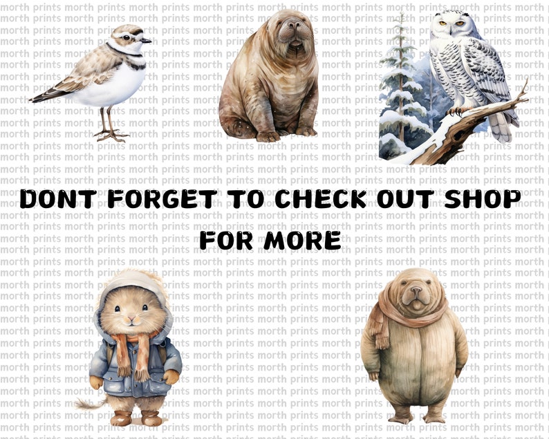 50 Watercolor Winter Animals Clipart polar Bear, Penguin, Snow Leopard ...