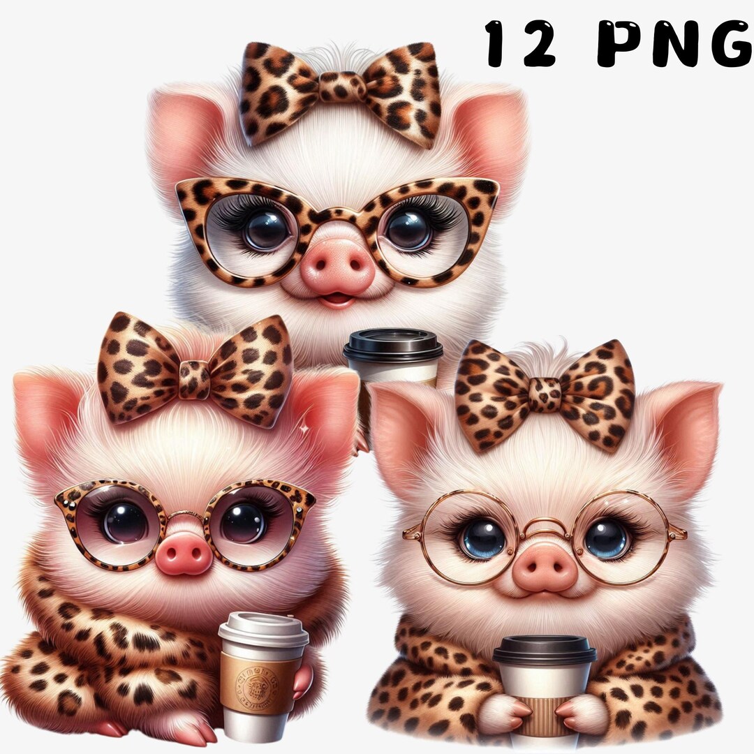 Coffee Pig Clipart, Coffee Clip Art, Watercolor Cute Piglet Farm Animal ...