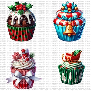 40 PNG Christmas Cupcakes Clipart , Festive Cupcake Graphic, Holiday ...