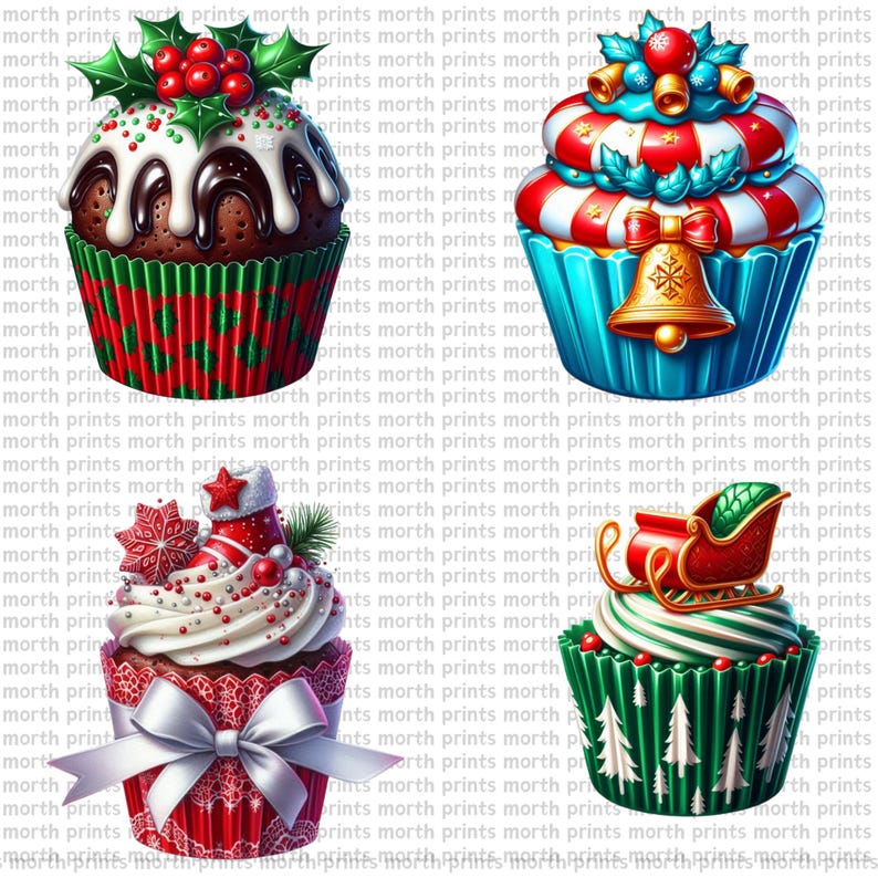 Christmas Cupcakes Clipart PNG, Festive Desserts With Sprinkles, 40 PNG ...