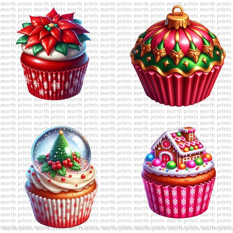 Christmas Cupcakes Clipart PNG, Festive Desserts With Sprinkles, 40 PNG ...