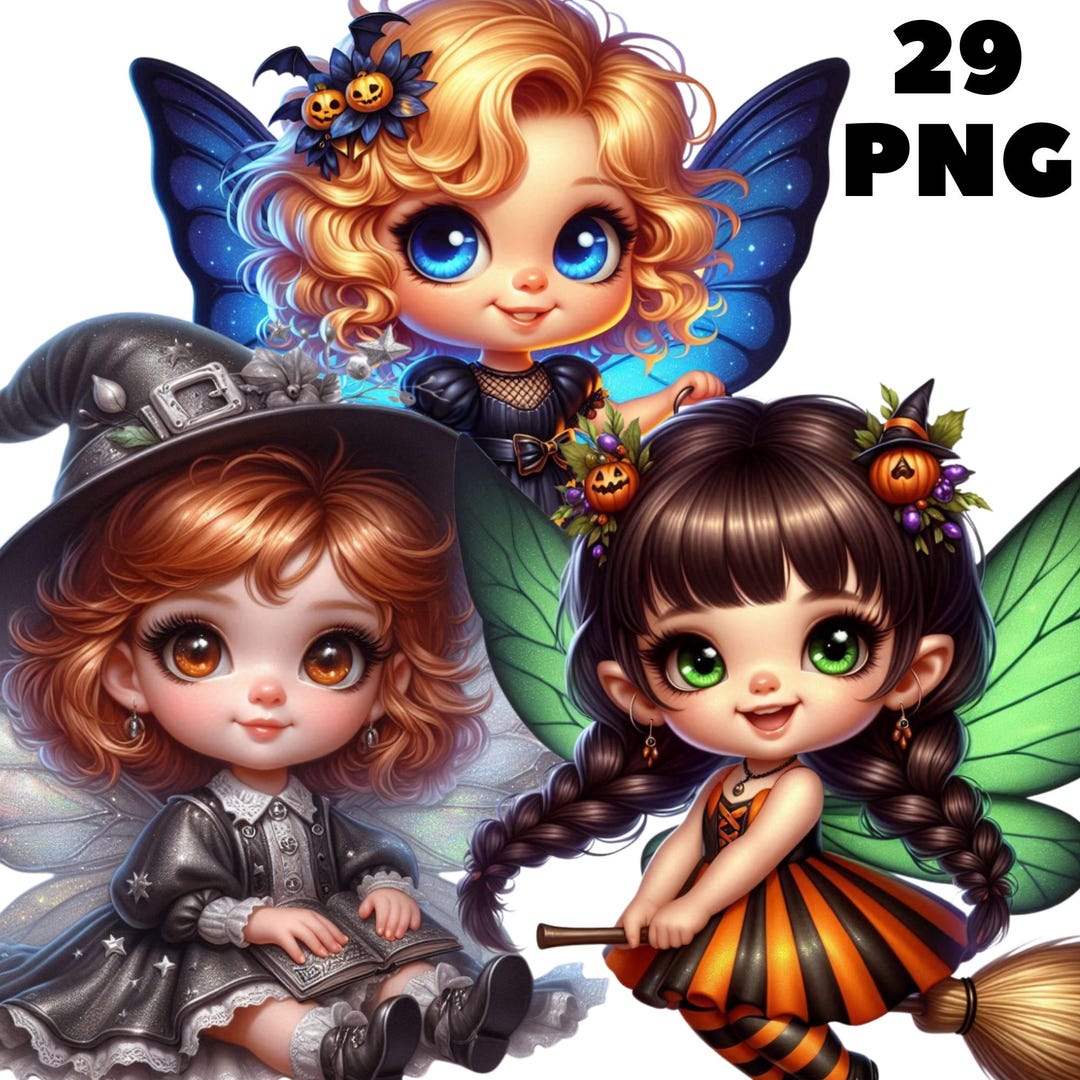 Halloween Fairy Clipart PNG, Spooky Wings, Pumpkins & Bats, 29 Files ...