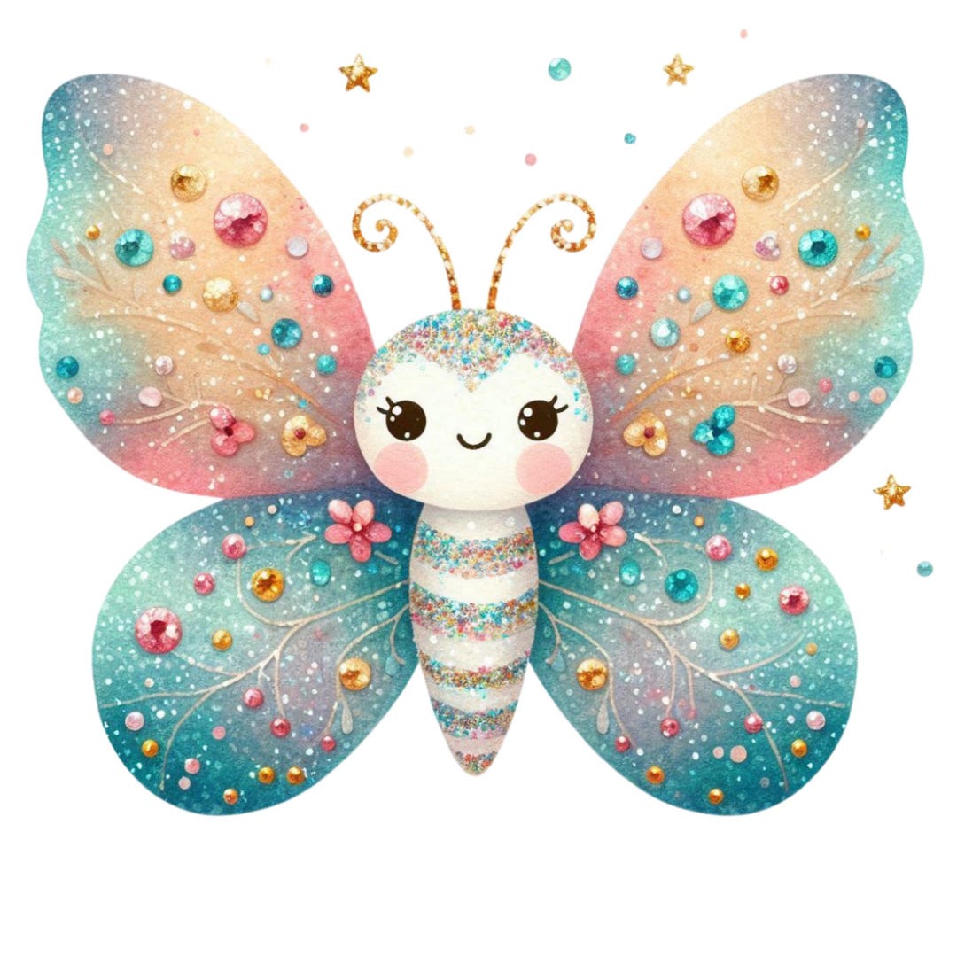 Glittery Butterfly Clipart PNG, Sparkle Wings & Pastel Insects, High ...